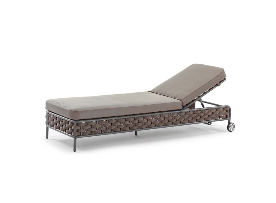 Havechaiselong i aluminium med flettet reb