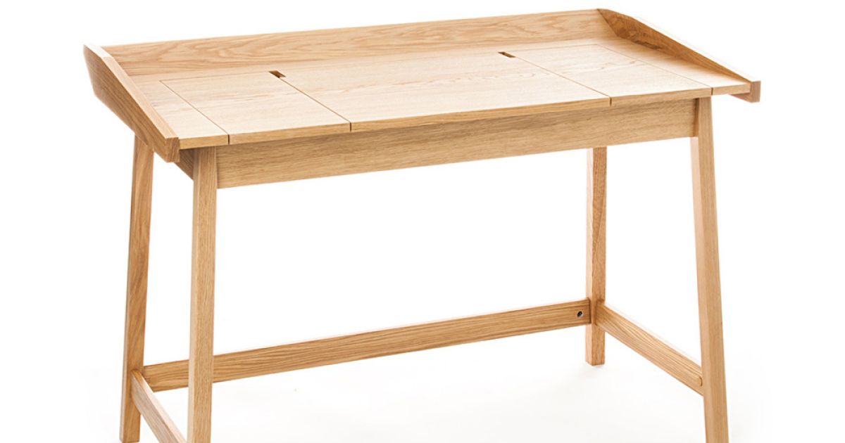 Konsol med PC skrivebord i MDF og træ