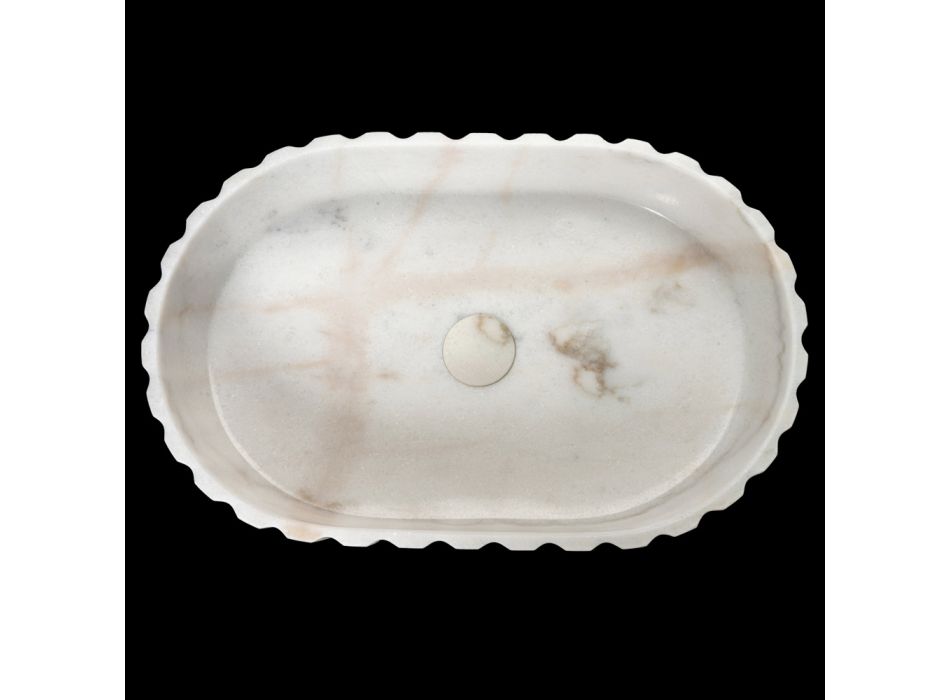 Oval bordplade håndvask lavet af hvid marmor